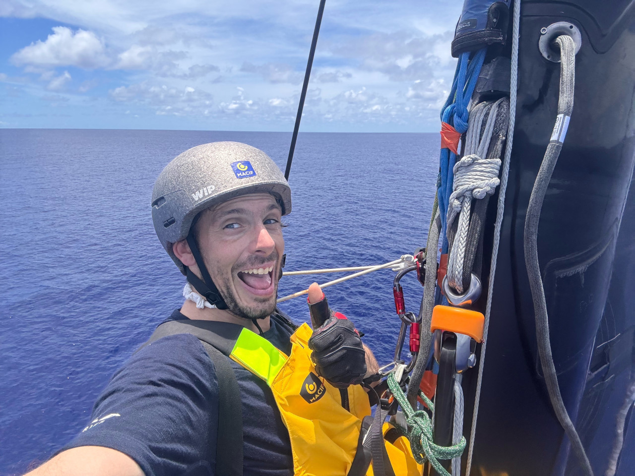 Charlie Dalin, first back across the equator